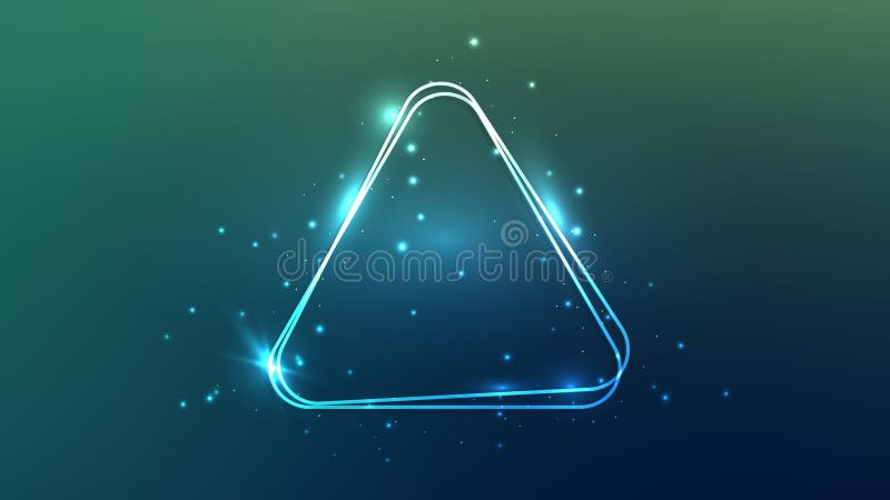 Neon Rounded Double Triangle Frame with Shining Effects Stock ...