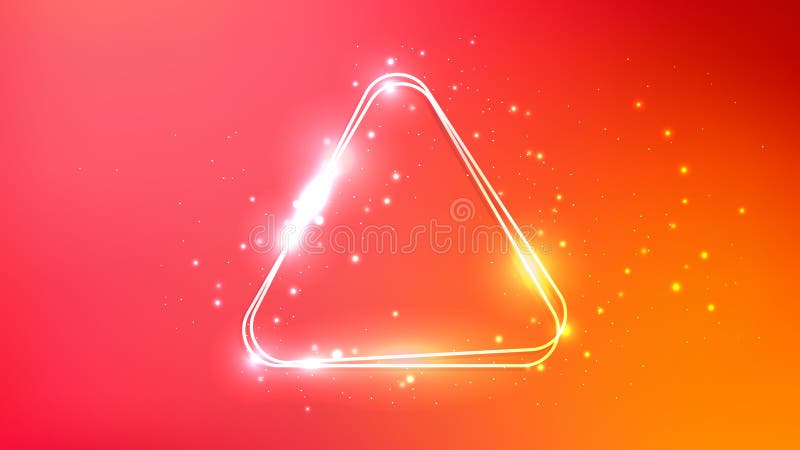 Neon Rounded Double Triangle Frame with Shining Effects Stock Vector ...