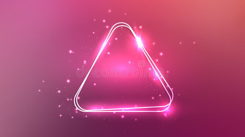 Neon Rounded Double Triangle Frame with Shining Effects Stock Vector ...