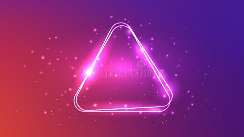 Neon Rounded Double Triangle Frame with Shining Effects Stock Vector ...