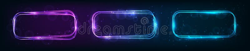 Neon Rounded Rectangular Frame with Shining Effects and Sparkles Stock Illustration ...