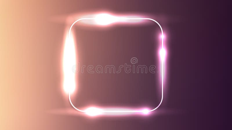 Neon Rounded Square Frame with Shining Effects Stock Illustration ...