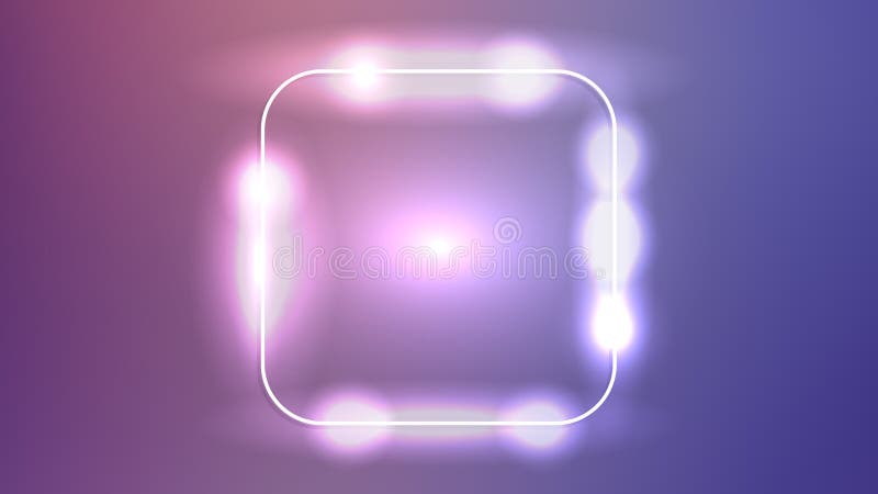 Neon Rounded Square Frame with Shining Effects Stock Illustration ...
