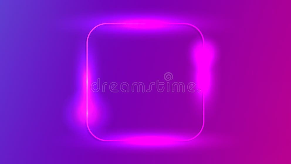 Neon Rounded Square Frame with Shining Effects Stock Vector ...