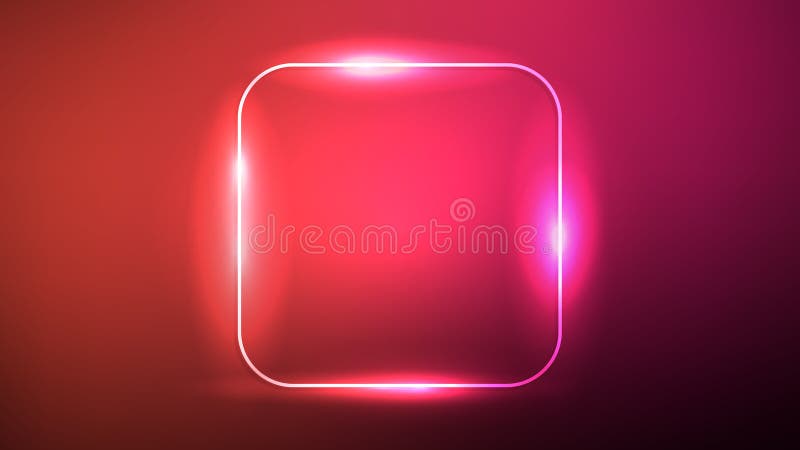 Neon Rounded Square Frame with Shining Effects Stock Illustration ...