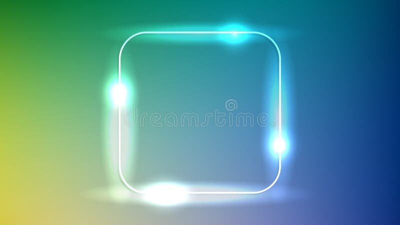 Neon Rounded Square Frame with Shining Effects Stock Illustration ...