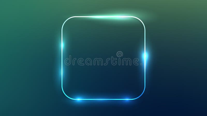Neon Rounded Square Frame with Shining Effects Stock Vector ...
