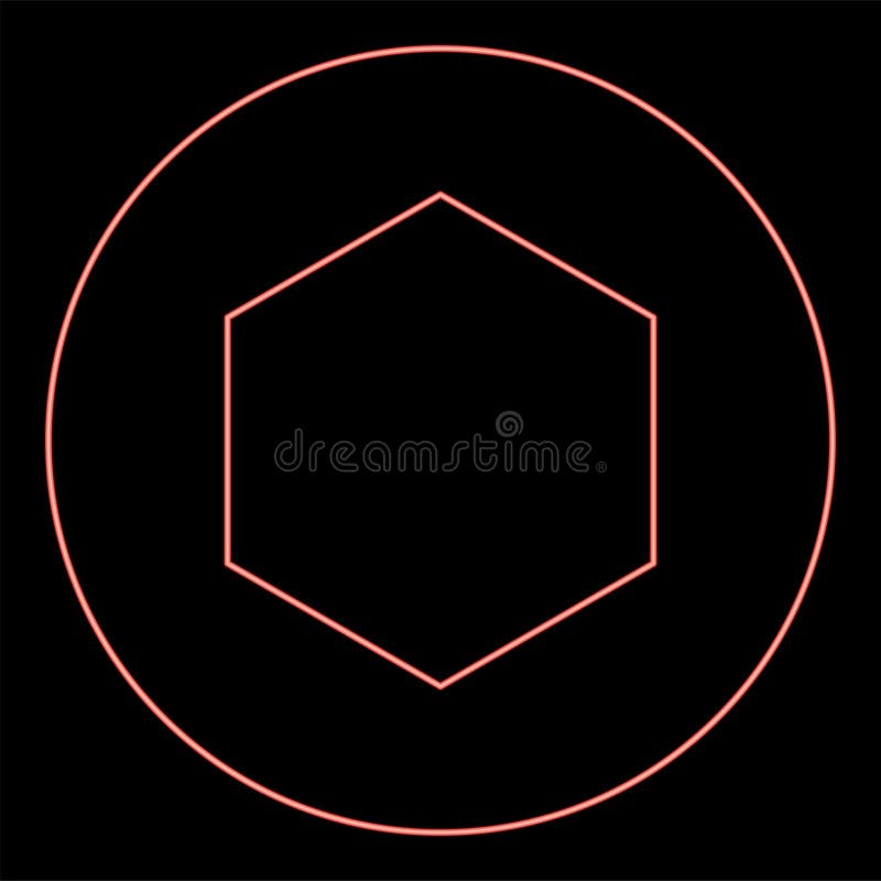 Neon Rubber Gasket Puck Under Hexagon in Circle Red Color Vector ...