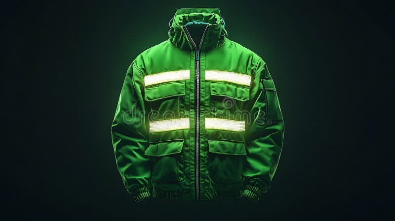 Neon Safety Jacket Mockup with Luminous Reflective Strips, Stock ...