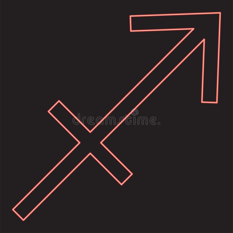 Neon Sagittarius Symbol Zodiac Red Color Vector Illustration Image Flat ...