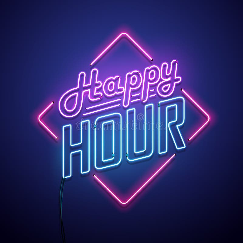Happy Hour Neon Sign Stock Illustrations – 460 Happy Hour Neon Sign ...