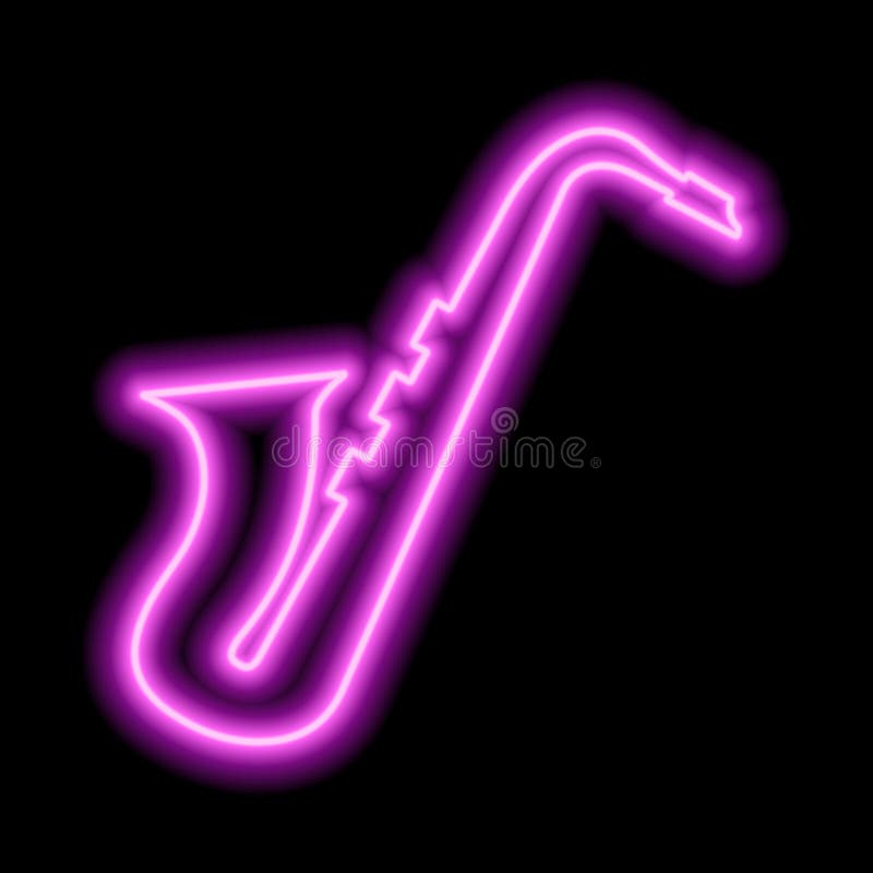 Neon Saxophone on a Black Background. Blue Contour Stock Vector ...