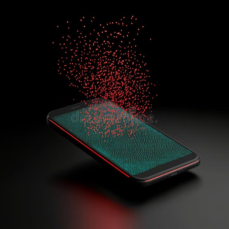 The Neon Screen of a Smartphone Displays an Abstract Visualization of ...