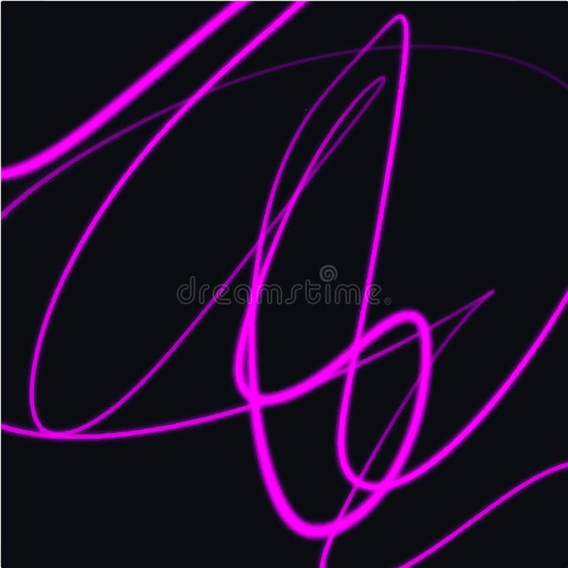 Neon Scribble Sketch Objects. Waves Vibration Lines, Isolated On Dark ...