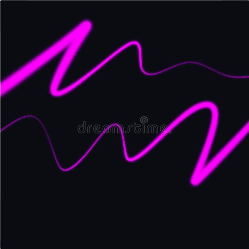 Neon Scribble Sketch Objects. Waves Vibration Lines, Isolated on Dark ...