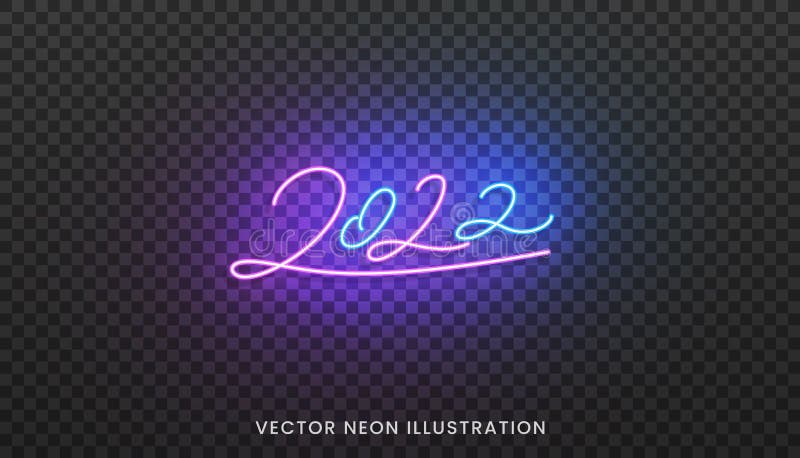 2022 Neon Script. Bright Colorful Sign for New Year 2022 Stock Vector ...