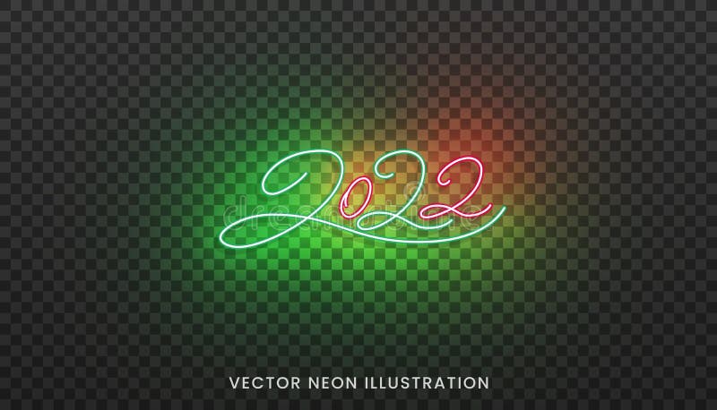 2022 Neon Script Numbers. Bright Colorful Sign for New Year 2022 Stock ...