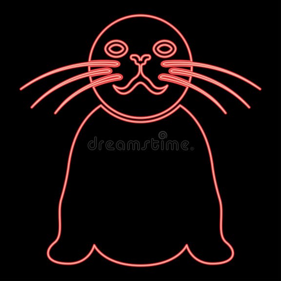 Neon Seal Red Color Vector Illustration Image Flat Style Stock Vector ...