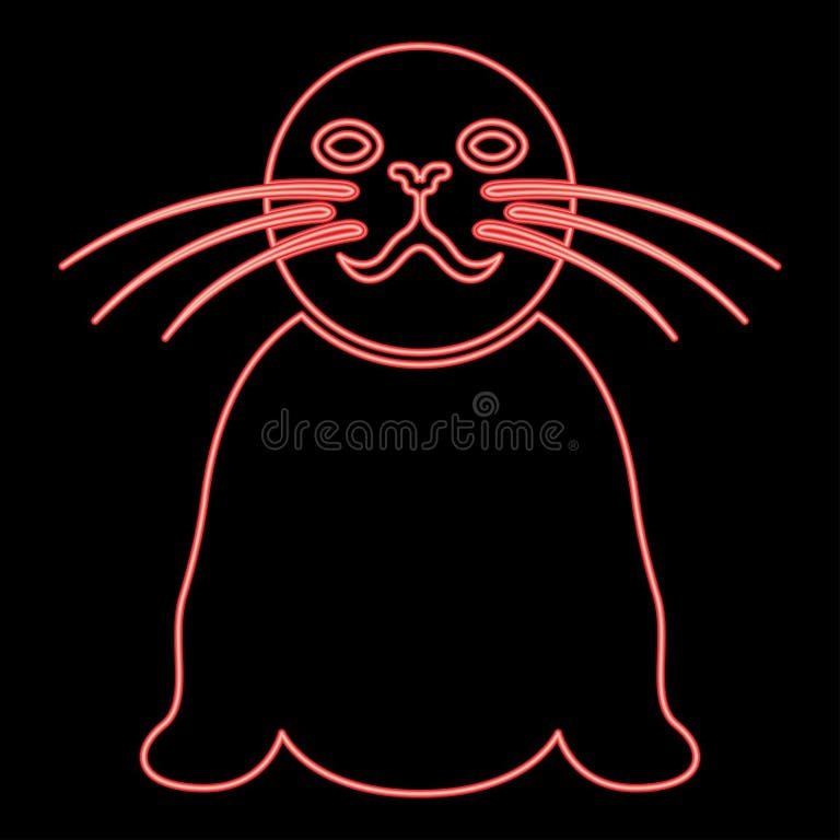 Neon Seal Red Color Vector Illustration Image Flat Style Stock Vector ...