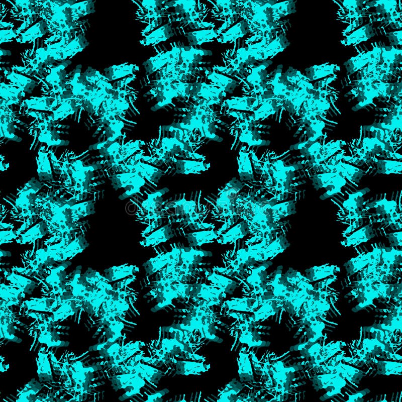 Neon Seamless Pattern. Light Blue Layered Striped Elements on a Black ...