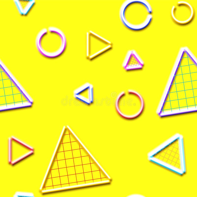 Neon Seamless Pattern with and 80s or 90s Abstract Arcade Style Stock ...