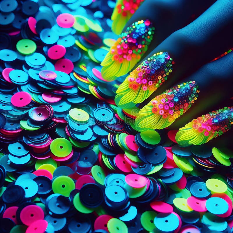 Neon Sequins Bright and Eye Catching Sequins that Glo Stock Photo ...