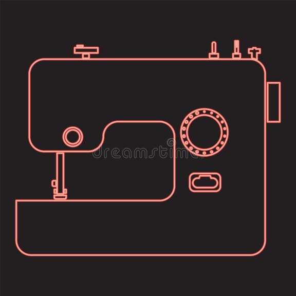 Neon Sewing Machine Red Color Vector Illustration Image Flat Style ...