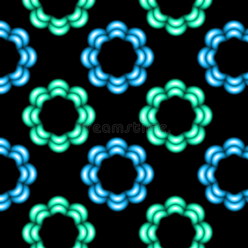 Seamless Pattern with Neon Flowers. Dark Background. Stock Illustration ...
