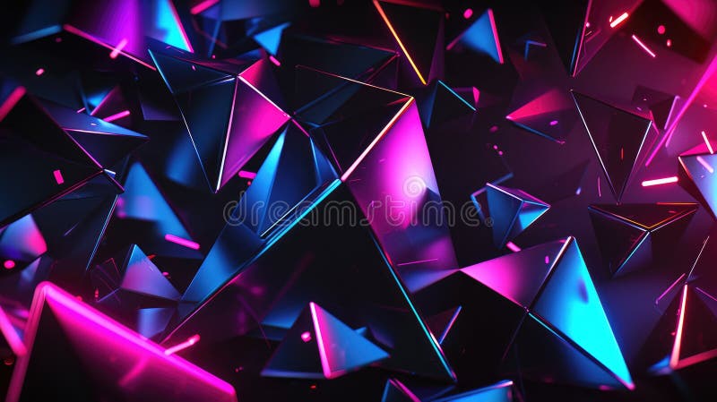 Neon Shapes Form an Abstract Background, Featuring Luminous Neon Shards ...