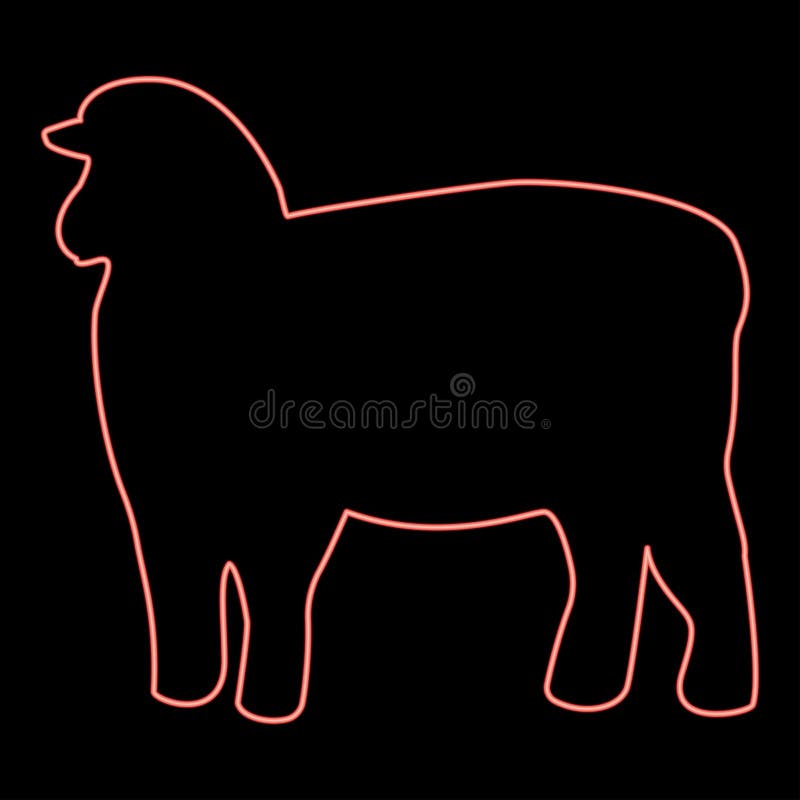 Neon Sheep Silhouette Red Color Vector Illustration Flat Style Image ...