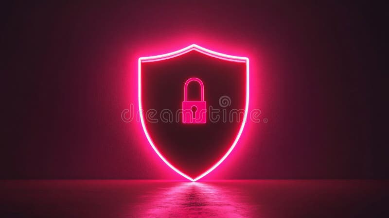 Neon Shield Displays Locked Security Symbol Stock Illustration ...