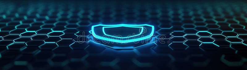 Neon Shield Emblem on a Hexagonal Patterned Background in a Futuristic ...