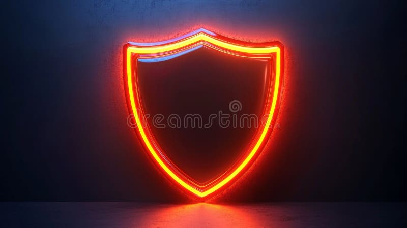 Neon Shield Symbol for Security Concept Stock Illustration ...