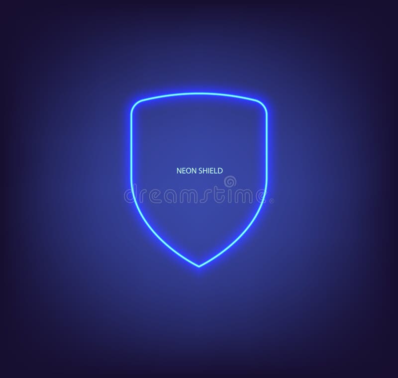 Neon Shield with Mail Emblem Icon, Guard Stock Illustration ...