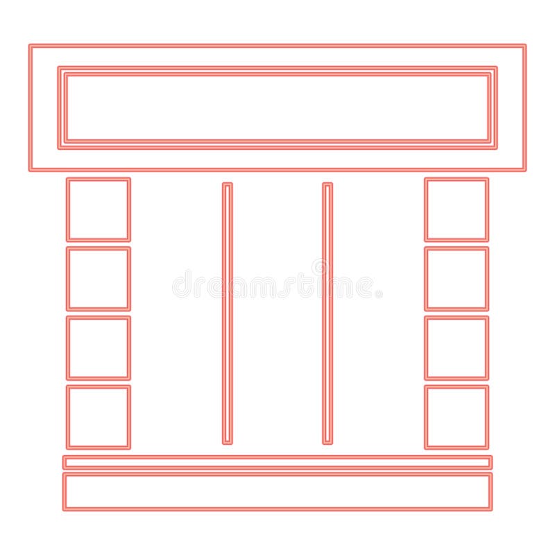 Neon Shopfront Red Color Vector Illustration Flat Style Image Stock ...