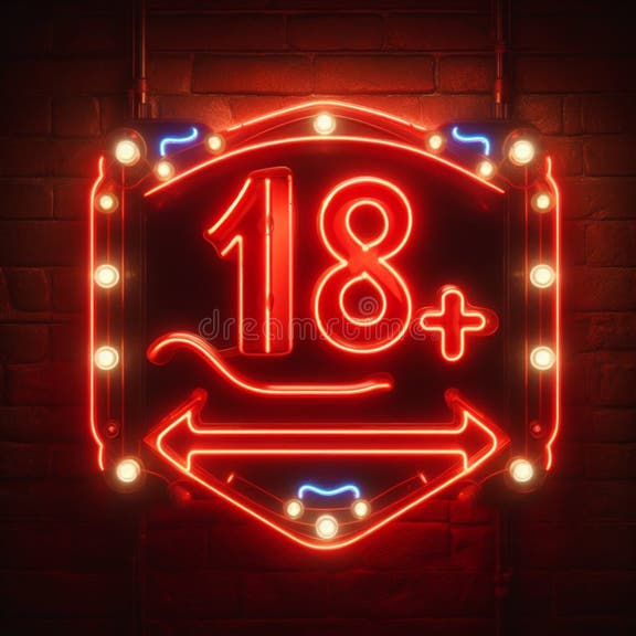Neon Sign. 18+ Age Restriction Sign. Adults only Stock Illustration ...