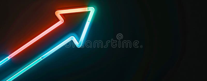 A Neon Sign with an Arrow Pointing To the Right Stock Image - Image of ...