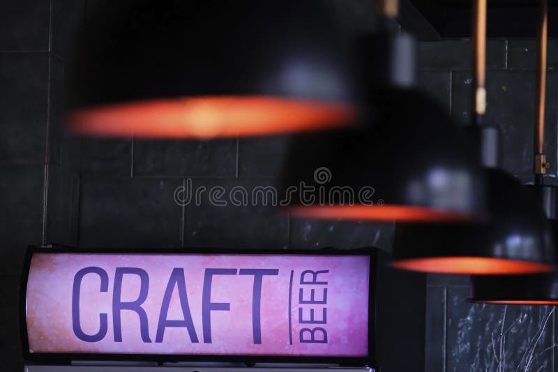Neon Sign in a Bar .craft Beer Stock Image - Image of concept, brewpub ...