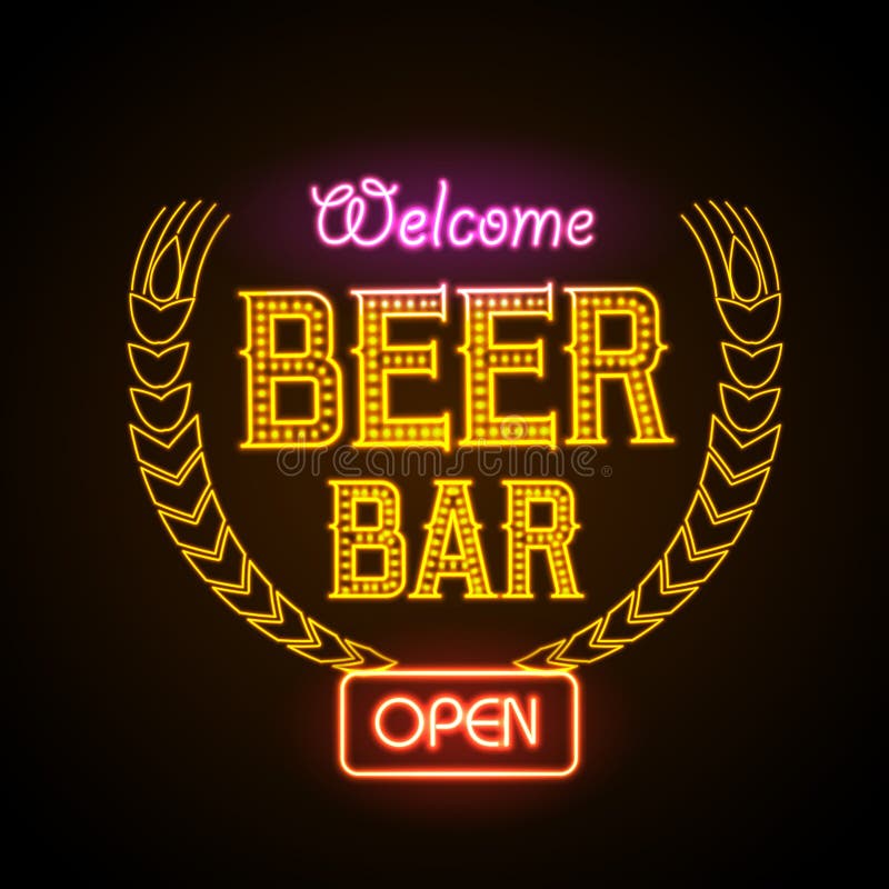 Neon sign. Beer bar stock vector. Illustration of neon - 46522826