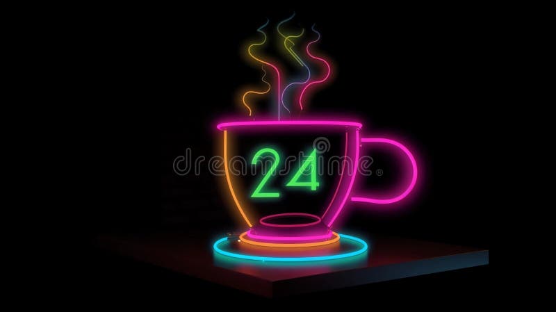 Neon Sign on Black Background, Made with Generative AI Stock ...