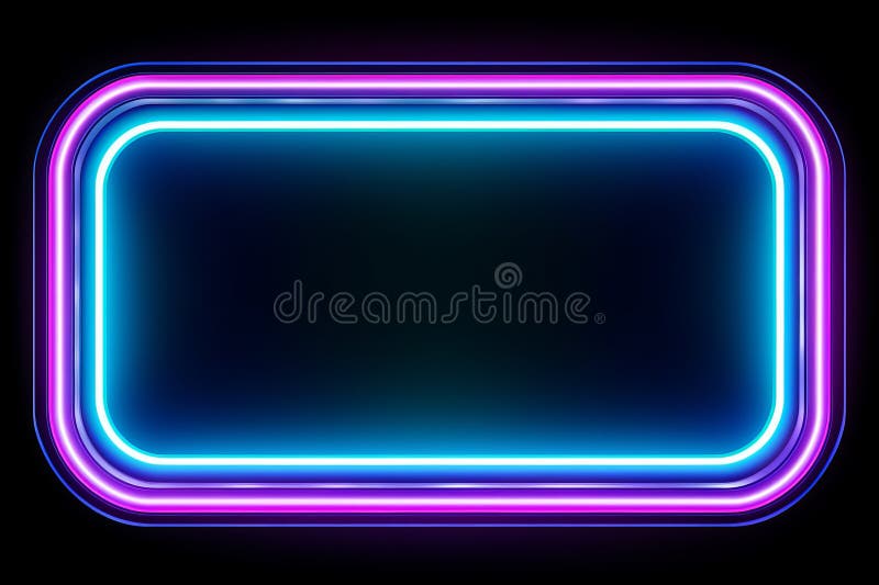 A Neon Sign with a Black Background and Purple and Blue Lights Stock ...
