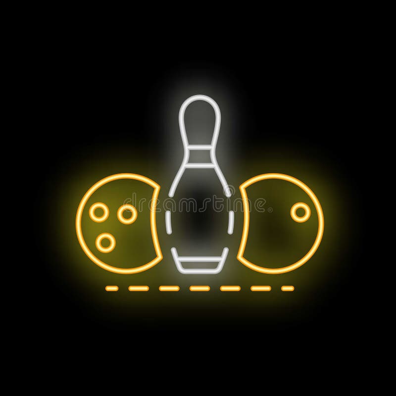 Neon Sign Bowling Ball and Pin on Black Background Stock Vector ...