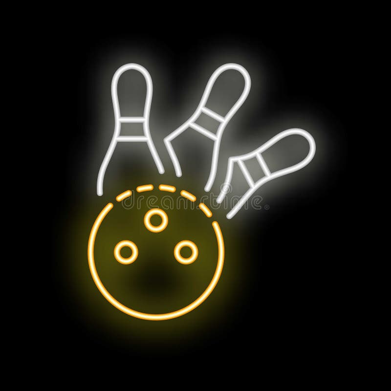 Neon Sign Showing Bowling Pins and Ball Striking for a Strike Stock ...