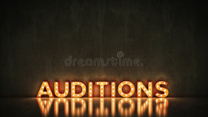 Neon Sign on Brick Wall Background - Auditions . 3d Rendering Stock ...