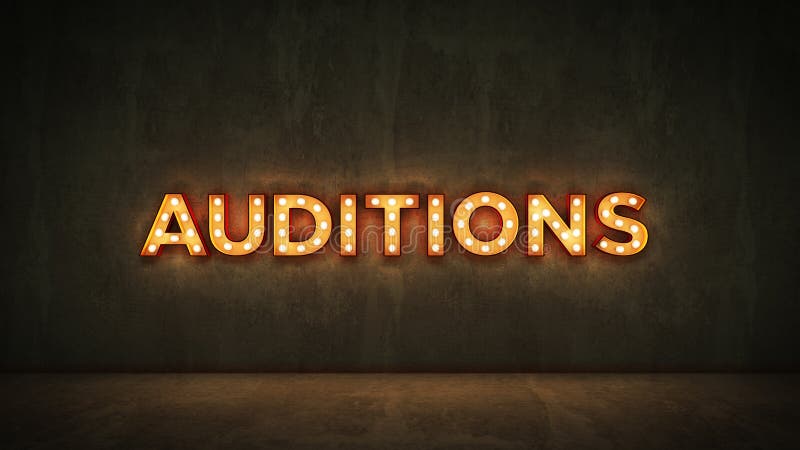 Neon Sign on Brick Wall Background - Auditions . 3d Rendering Stock ...