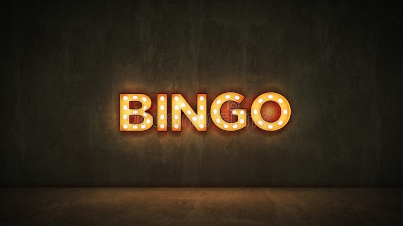 Neon Sign on Brick Wall Background - Bingo . 3d Rendering Stock ...