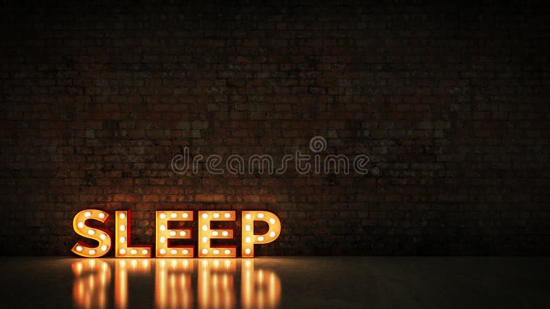 Neon Sign on Brick Wall Background - Sleep . 3d Rendering Stock ...