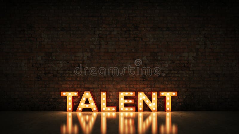Neon Sign on Brick Wall Background - Talent . 3d Rendering Stock ...