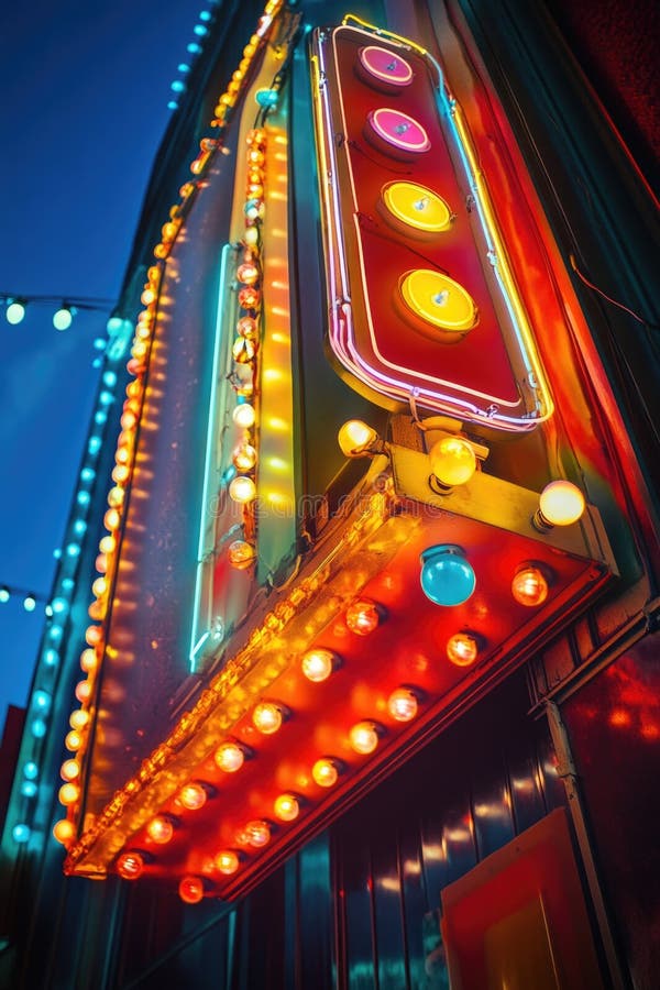 Neon Sign Building Side stock image. Image of generated - 374853263