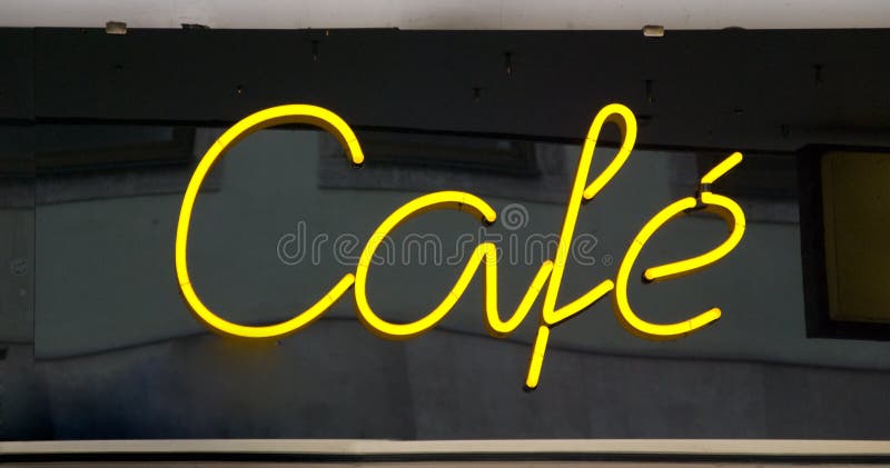 Neon sign cafe stock image. Image of word, illuminated - 14476353